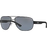 Armani Exchange A|X Men's Aviator Satin Black Sunglasses - 0AX2012S ...