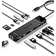 Lemorele Dock Station d'accueil USB C,Adaptateur Hub USB-C 13-En-1 vers Dual HDMI, VGA, Gigabit ...
