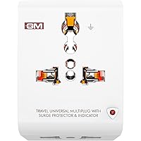 GM 3012 3 Pin Travel Universal Multi Plug Adaptor with Surge Protector ...