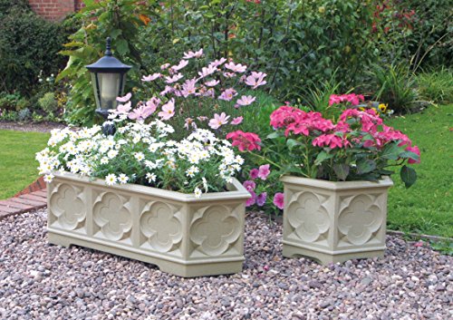 Stewart Gothic Hexagonal Planter, 39 cm - White Stone | Garden Outdoor ...