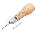 HSEAMALL Leather Hand Stitcher Kit with Wooden Handle, Sharp Needles ...