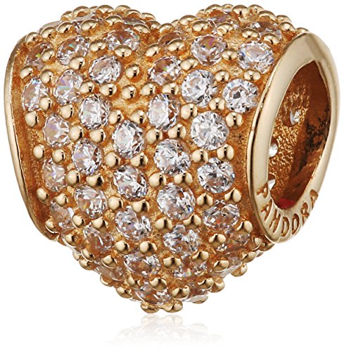 Pandora Damen-Charm Pavé Herz 585 Gelbgold Zirkonia weiß - 750828CZ