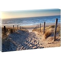 Amazon.de: Querfarben Bild auf Leinwand Weg zum Nordseestrand 120 x 80 cm, Farbig, Wandbild ...