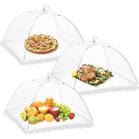 3 Pack Pop Up Food Covers Tent, ilauke Reusable and Collapsible Mesh ...