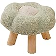 Wooden Flower Stool Flower Shape Footstool Padded Foot Rest Tufted Foot ...