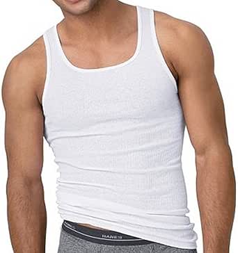 Ribbed Vest Mens 100% Cotton - White Fitted Muscle Gym Rib Tank Top ...