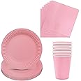 40pcs Party Plates Cups Napkins, Baby Pink Party Tableware Decorations ...