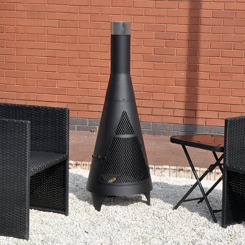 Buy Tower Outdoor Black Chiminea at Garden incinerators & Fire Pits