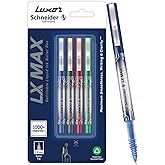 Luxor Schneider, LX MAX roller ball pen, Pack of 4+1 Refill, Cone Tip ...