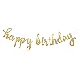 Glitter Gold Happy Birthday Banner, Reusable Party Decorations Sign for ...