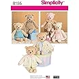 Simplicity Pattern 8155 Stuffed Bears with Clothes, Paper, White, 22 x ...