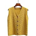 VBHJK Women's Knitted Vest, Women's V-Neck Gilets Knitted Vest Pure ...
