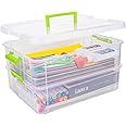 Creahaus 2 Layer Plastic Storage Containers with Lids, Multipurpose ...