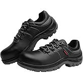 Karam FS01 Black Leather Safety Shoes for Men | Double Density with ...