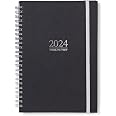 A5 2024 Diary Week To View Black Cover With Silver Wiro Binding ...