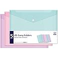 5 Assorted Pastel Colour A5 Document Stud Wallets Plastic Carry Popper ...