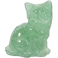 EXCEART Crafts Crystal Cat Statue Hand Carved Healing Crystals Gemstone ...
