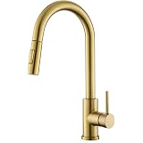 Kitchen Tap Brushed Gold,Kitchen Taps with Pull Out Spray JUNSOTTOR ...