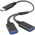 AXFEE USB C Male to Dual USB-Female Cable Adapter, Usb C to Double usb ...