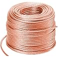 XMRISE Flat Braided Copper Wire Drain Cable Electric Stranded Bare Flexible Spiral Grounding ...