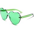 FEISEDY Heart Shape Sunglasses, Multicolor Rimless Heart-shaped Festival Party One Piece Glasses ...
