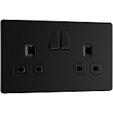 Eurolite, Matt Black, 13 amp Double Switched Plug Socket : Amazon.co.uk ...