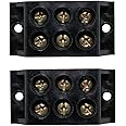 Ovicart 30A 3 Way Bakelite Connector Strip Black Screw Terminal Connection Block 2 pcs : Amazon ...