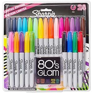 Sharpie Pennarelli Indelebili, Punta Fine, Confezione da 24, 80's Glam ...