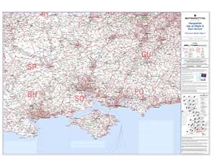 Hampshire, IOW and East Dorset Postcode Sector Map 4 - Laminated Wall ...