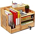 Wooden Desk Organizer, Large Capacity DIY Office Supplies Storage ...