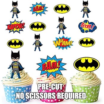 40 x Pre Cut Batman Logo Cake, Cupcake Toppers/Decorations Edible Wafer ...