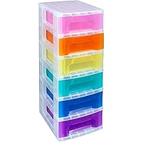 Really Useful Box Plastic Storage Box Slimline Storage Tower 4x6 Litre Clear Frame with Drawers ...