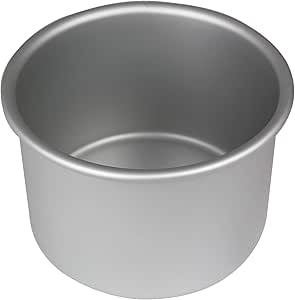 PME RND044 Anodised Aluminium Round Cake Pan 4 x 4-Inch Deep , Silver ...