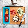 Zenprep Extra Large Bamboo Cutting Board with Containers (Set of 3) - Over The Sink Chopping ...