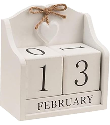 Perpetual Calendar Vintage Wood Block - Reusable Date Display For Desk ...