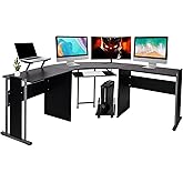 DESINO L-Shaped Desk Computer Corner Desk with Shelf, L Shaped Home ...