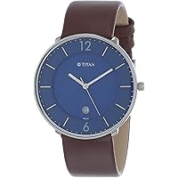 Titan Men Leather Analog Blue Dial Watch-1849Sl03, Band Color-Brown ...
