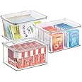 mDesign Storage Boxes with Lid - Set of 3 - Sturdy Fridge Storage ...