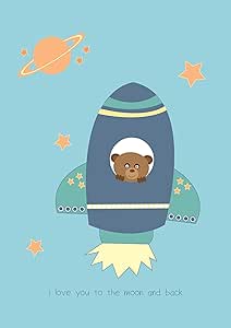 Teddy Bear Space Rocket Nursery Art, Children's Bedroom, Wall Art, Art ...