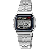 Casio Unisex Vintage A168WA-1WDF Black Digital Dial Silver Stainless ...