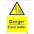 Danger Deep Water Sign - 1.2mm Rigid Plastic 200mm x 300mm Case (Pack ...