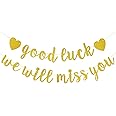 We Will Miss You Banner Good Luck Banner, Gold Glitter Retirement Decorations, Graduation ...