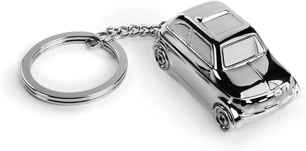 Fiat 500 Keyring In Silver, Chrome-Plated, Official Licensed Product ...
