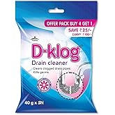 D-Klog Drain Cleaner Powder (40g x 5 Units), Removes Clogs, Blockages ...