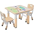 MAMIZO Kids Table with 2 Chairs, Children's Seating Height Adjustable, Painting Table Chair Set ...