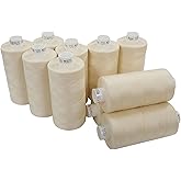 Moon Thread Ivory Spun Polyester Sewing Thread - 1000M, Set of 10 ...