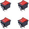 Rocker Switch,4 PCS ON OFF Switch 4 Terminals Red Light Rocker Toggle ...