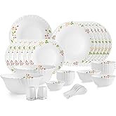 Cello Opalware Dazzle Series Blue Swirl Dinner Set, 20 Pcs | Light-Weight, Daily Use Crockery ...