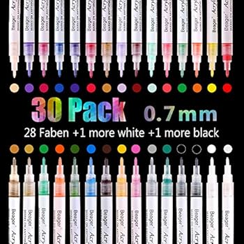 Acrylstifte Marker Stifte, 18 Farben Acrylfarben Marker Wasserfeste ...