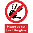 Please Do Not Touch The Glass Warning Sign Adhesive Sticker 160mm x ...